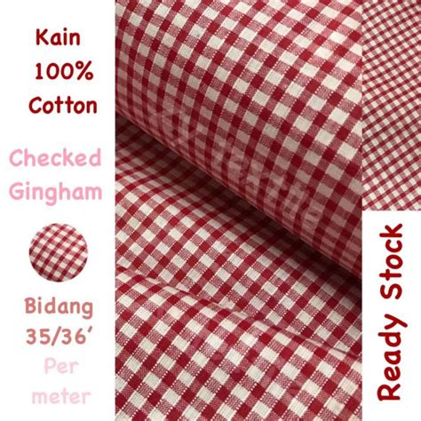 1m Kain 100 Cotton Gingham Checked 3536 Kain Bercetak Shopee