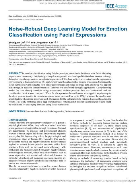 Pdf Noise Robust Deep Learning Model For Emotion Classification Using