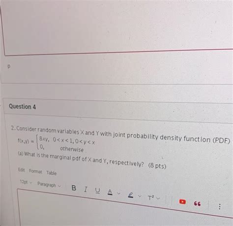 Solved 2 Consider Random Variables X And Y With Joint