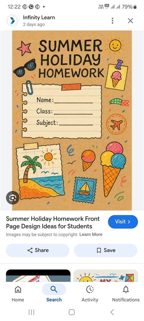 Summer Holidays Homework Cover Page