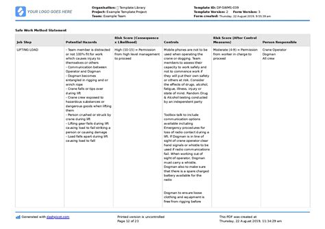 Crane Lift Plan Method Statement Repairpoo