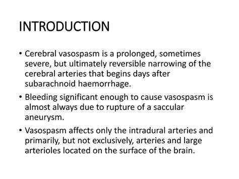 Cerebrovascular Vasospasm Etiopathogenesis And Management Pptx