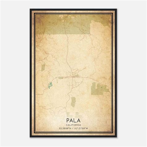 Vintage Pala California Map Poster Pala Ca City Road Wall Art Print Custom Maps And Posters