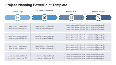 Blue Linear Project Management Process Chart Presentation Template
