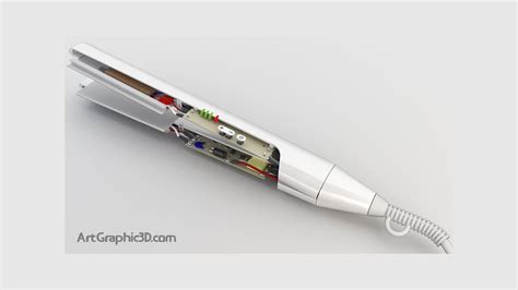 Hair Straightener Diagram Inside Parts 3d Model Download