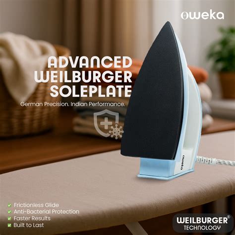 Oweka Brio 750w Dry Iron German Non Stick Coating Multi Fabric Settings Led Indicator 2 Year