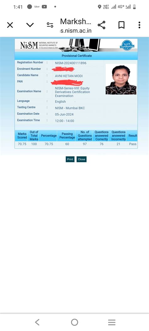 Avni Modi on LinkedIn: Hello, Connections I am happy to share that I have cleared Nism Exam ...