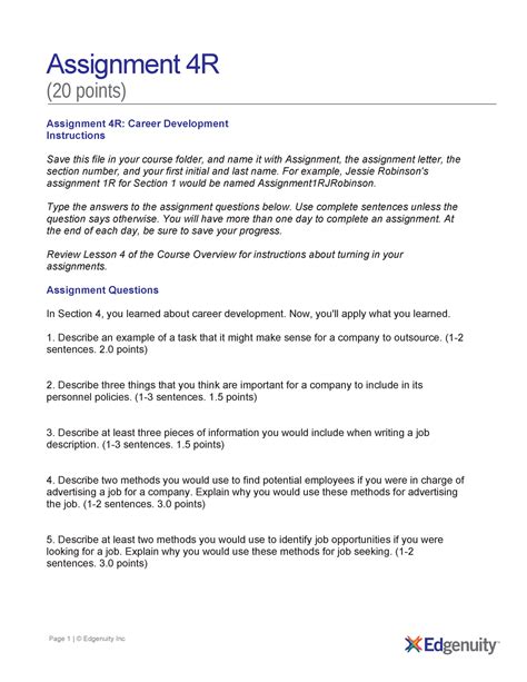 Assignment 4r El5733 Nnn Page 1 © Edgenuity Inc Assignment 4r 20 Points Assignment 4r
