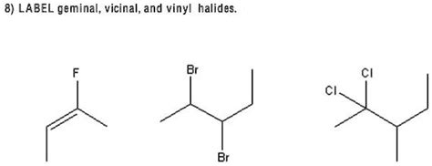 8 Label Geminal Vicinal And Vinyl Halides Ci