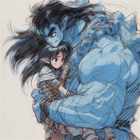 Blue Oni And Small Warrior Girl By K Jackson Katss On Deviantart