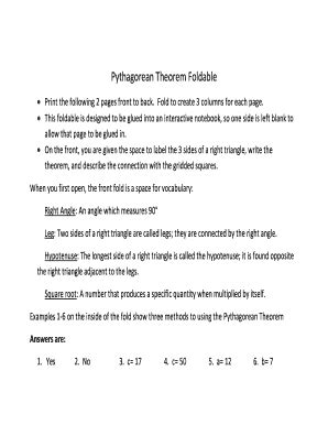 Pythagorean Theorem Foldable Pdf Fill Online Printable Fillable