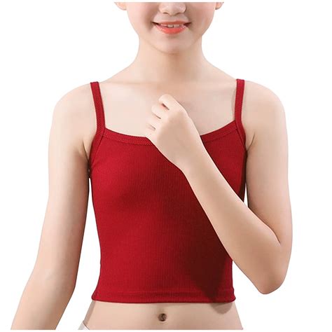 Quaouag Cropped Tank Tops For Teen Girls Spaghetti Strap Sleeveless