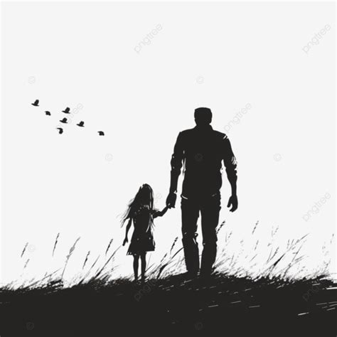 Silhouette Dad With Daughter Walking Father Daughter Silhouette Png