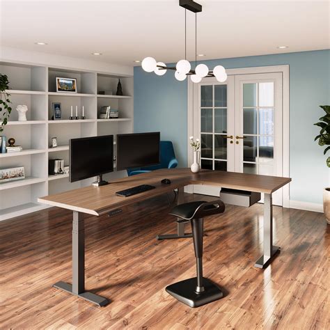 L Shape Corner Electric Standing Desk Height Adjustable Desks Vari