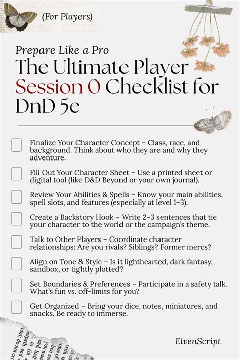 Session 0 Dnd Player Checklist Start Your Campaign With Confidence In 2025 Dnd Character