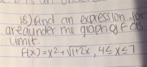 Solved Find An Expression For The Area Under The Graph Of F