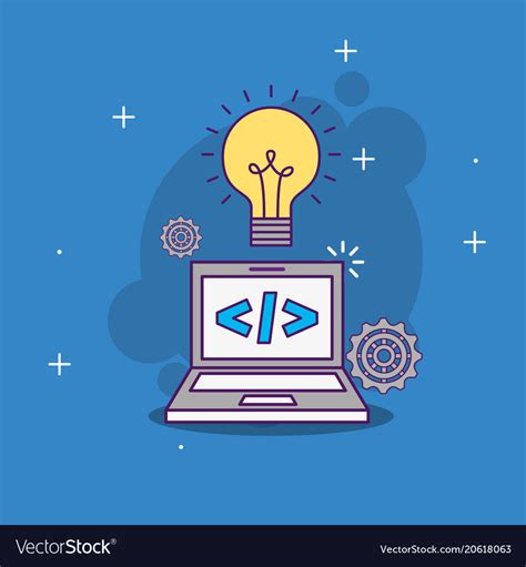 laptop code programming idea work royalty free vector image