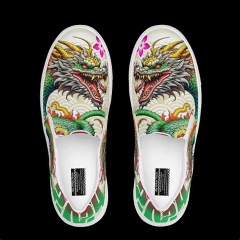 Womens Year Of The Dragon Slip On Canvas Shoes Colorful Shoes Custom