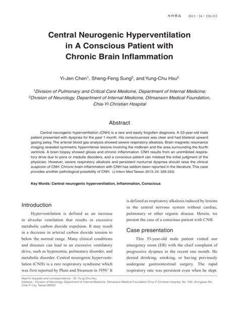 Central Neurogenic Hyperventilation In A Conscious Patient With