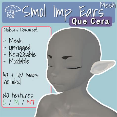 Second Life Marketplace Qc Smol Imp Ears Mesh Unrigged