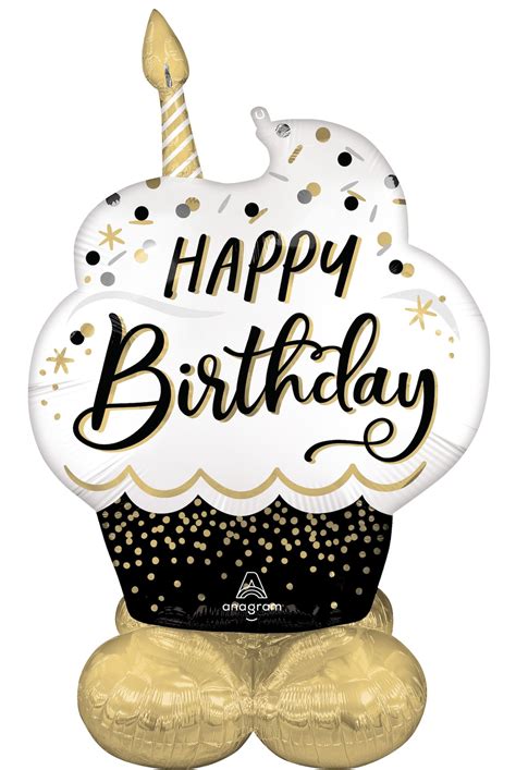 Black Silver Gold Happy Birthday Airloonz Balloon For Birthday Party