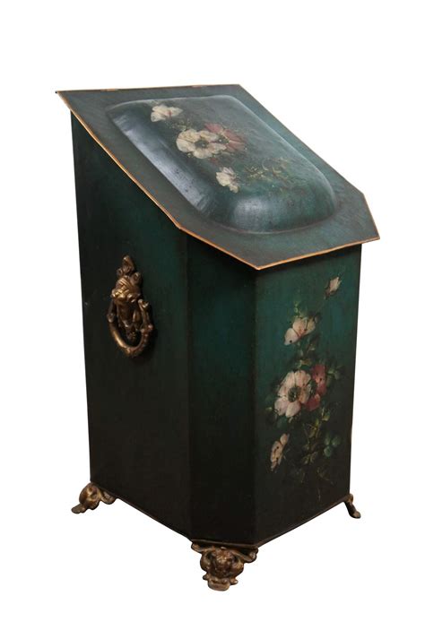 Antique Victorian Renaissance Revival Tole Coal Hod Scuttle Box