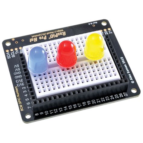 raspio® pro hat gpio breakout board with breadboard and protection