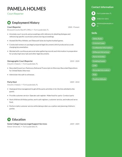 Court Reporter Resume 7 Journalism Resume Examples And Guide For 2025
