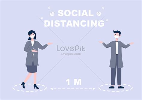 질병을 예방하기 위해 평평한 사회적 거리 일러스트 무료 다운로드 Lovepik
