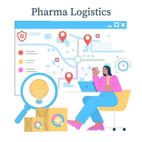 Pharma Logistics Workflow Vector Illustration Stock Vector