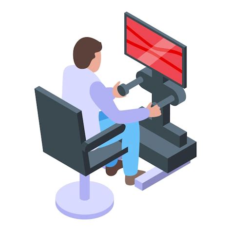 Premium Vector Man Operating A Flight Simulator Setup