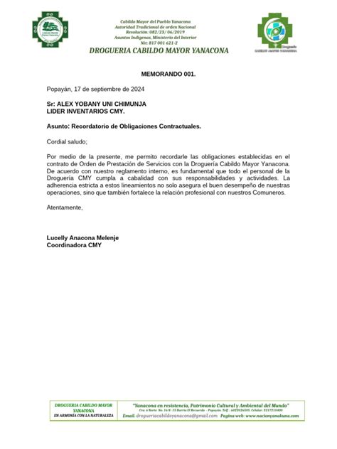 Memorando Cambio De Puesto De Trabajo Pdf