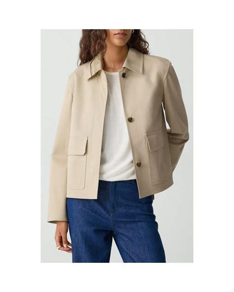 Theory Boxy Stretch Cotton Jacket In Natural Lyst