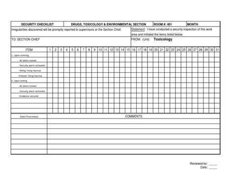 Security Schedule Template