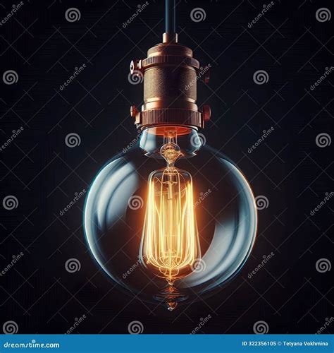 A Single Edison Bulb Hanging Against A Dark Background Stock Image
