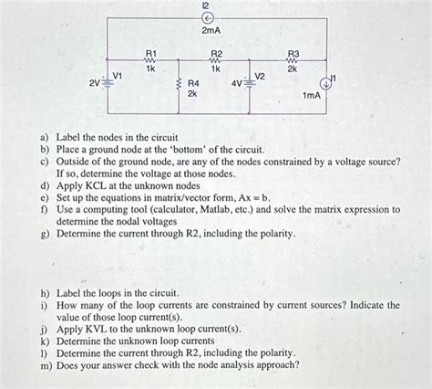 Solved A Label The Nodes In The Circuit B Place A Ground