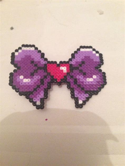 Cute 8 Bit Bow Perler Beads Designs Perler Bead Art Perler Beads