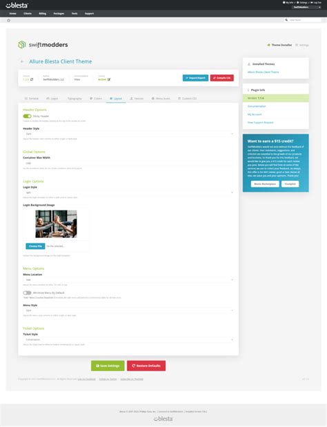 how do i customize the allure blesta client theme swiftmodders
