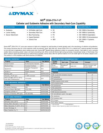 Dymax 203a Cth F Vt Datasheet Manualzz
