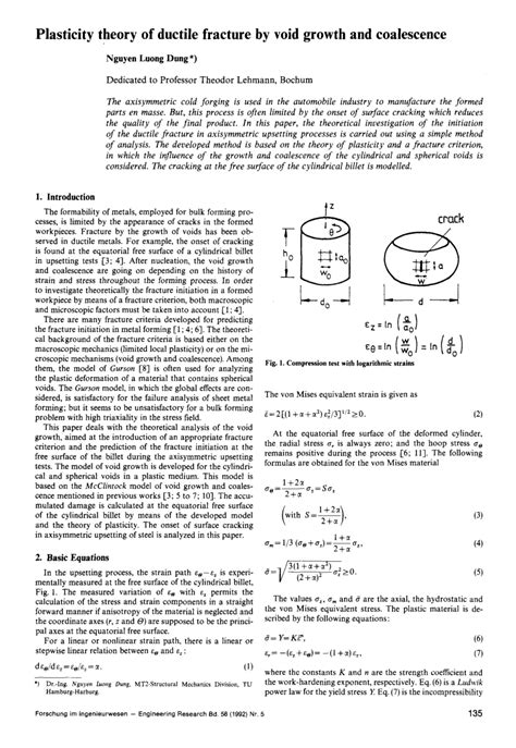 Pdf Plasticity Theory Of Ductile Fracture By Void Growth And Coalescence