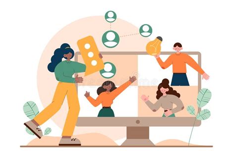 Networking Concept Set People Collaboration Global Connection Stock Vector Illustration Of