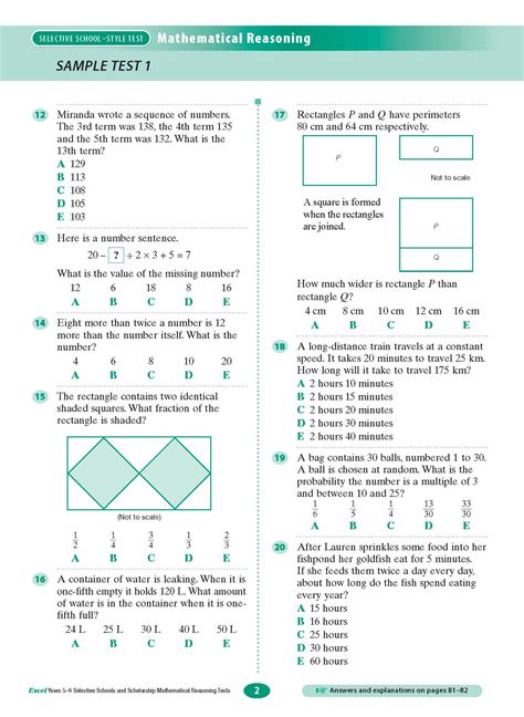 Excel Years 5 6 Selective Schools And Scholarship Mathematical Reasoning Tests