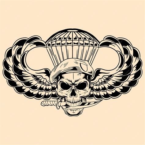 Premium Vector Airborne Skull Tattoo Inspiration
