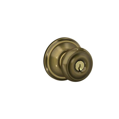 Schlage Georgian Antique Brass Keyed Entry Door Knob F51 Geo 609 The Home Depot
