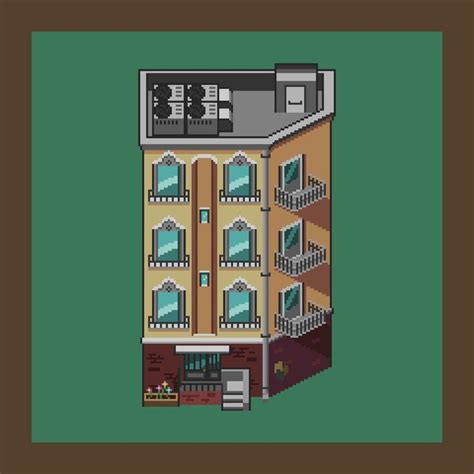 apartment building top down pixel art