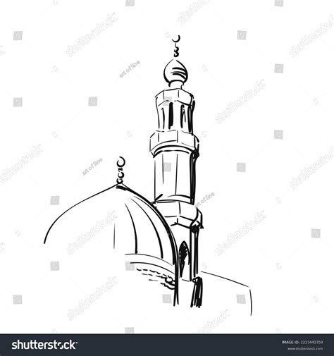 Esbozo Vector Minarete Mezquita Arquitectura Islámica Vector De Stock Libre De Regalías