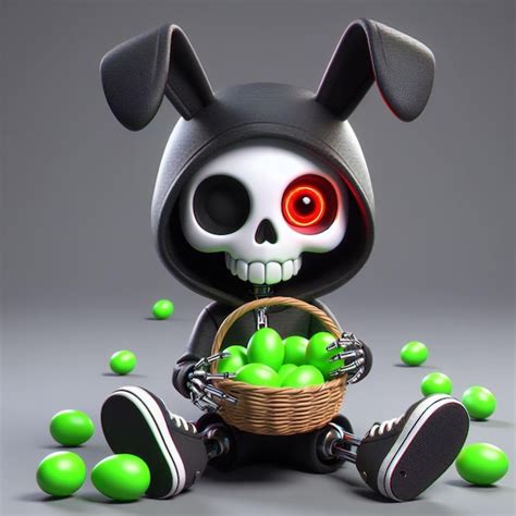 Premium Photo Gray Background A Cute Skeleton Teenager Sitting With One Red Eye Scifi Dressed