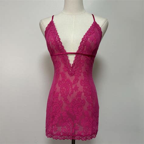 Vintage 00s Victorias Secret Hot Pink Lace Mini Slip Dress Size S Etsy