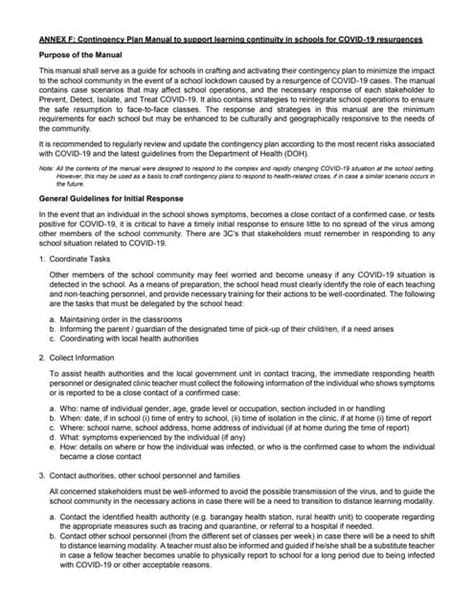 Deped School Contingency Plan Manual For The Implementation 1pptx