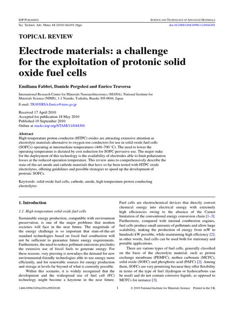 Electrode Materials A Challenge For The Exploitation Of Protonic